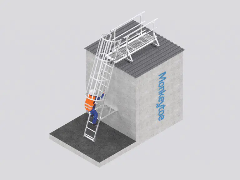 Angled Caged Ladder With Walk-off - Monkeytoe New Zealand